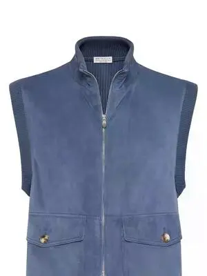 Brunello Cucinelli Suede Ribbed-trim Gilet