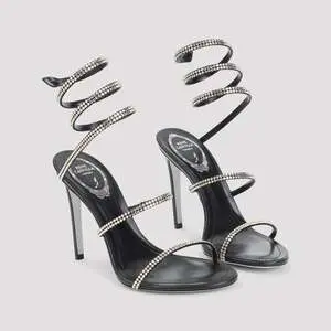 Rene Caovilla Embellished Snake Sandals - Black