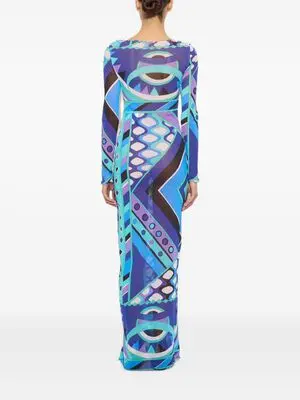 Emilio Pucci Printed Tulle Long Dress