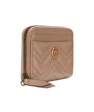 Gucci Gg Marmont Matelassé Zip Card Case - Brown