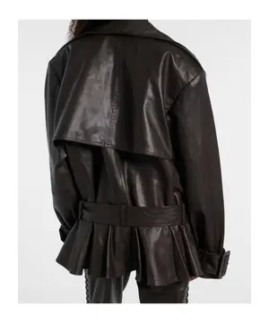 ROTATE BY BIRGER CHRISTENSEN Belted Leather Biker Jacket