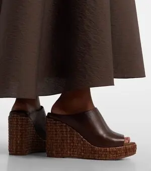 Brunello Cucinelli Leather Espadrille Wedges