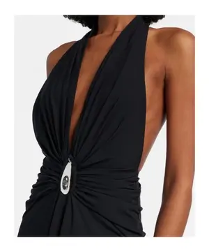 Christopher Esber Embellished Ruched Jersey Maxi Dress