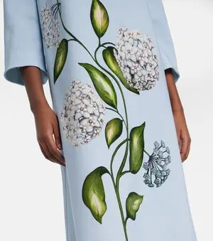 Oscar De La Renta Porcelain Flower Wool-blend Kaftan
