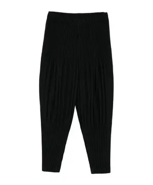 Issey Miyake Homme Plissé Pleated Cropped Trousers - Black