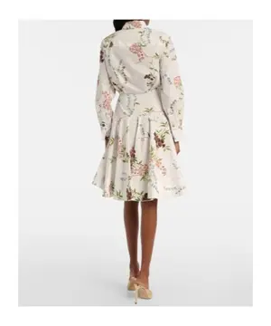 Erdem Floral Cotton Poplin Mini Shirt Dress - White