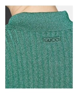 Gucci Ribbed Lamé Cropped Polo Shirt