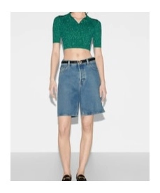 Gucci Ribbed Lamé Cropped Polo Shirt