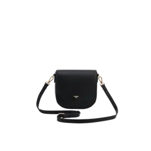 FABLE ENGLAND Beth Saddle Crossbody Purse - Black