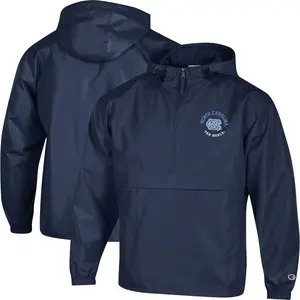 Champion North Carolina Tar Heels Packable Hooded Windbreaker Half-zip Jacket - Navy