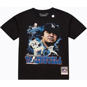 Mitchell & Ness Fernando Valenzuela Los Angeles Dodgers Legendary Collage Player T-shirt - Black