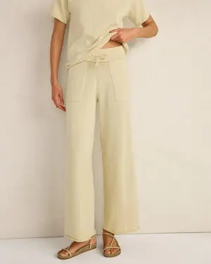 HAVEN WELL WITHIN Cotton Knit Wide Leg Pants - Celery Leaf