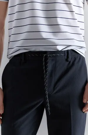 Mango Slim Fit Stretch Twill Pants With Drawstring Waist