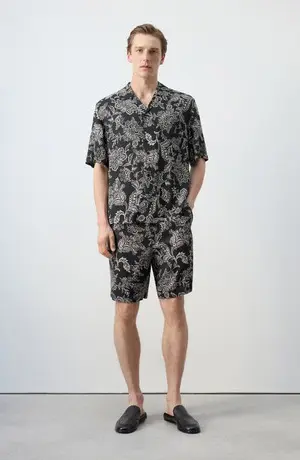 Mango Floral Print Camp Shirt