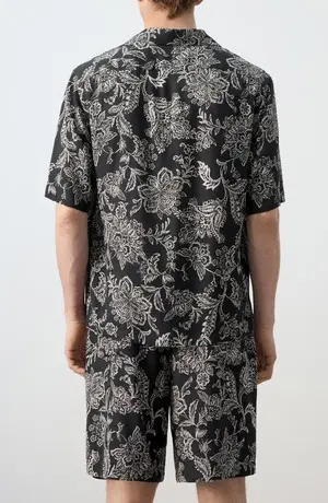 Mango Floral Print Camp Shirt