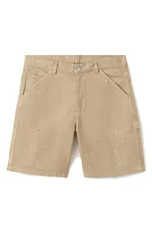 Mango Paint Splatter Relaxed Fit Denim Bermuda Shorts