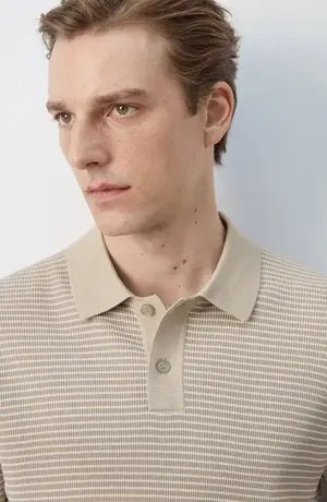 Mango Stripe Polo - Beige