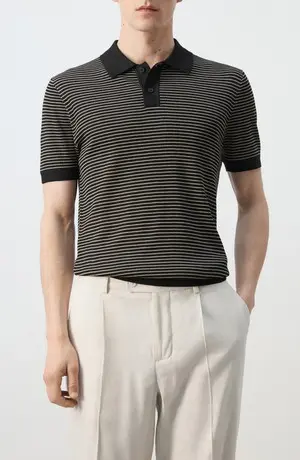 Mango Stripe Polo - Black