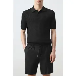Mango Structured Polo Shirt - Black
