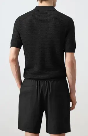 Mango Structured Polo Shirt - Black