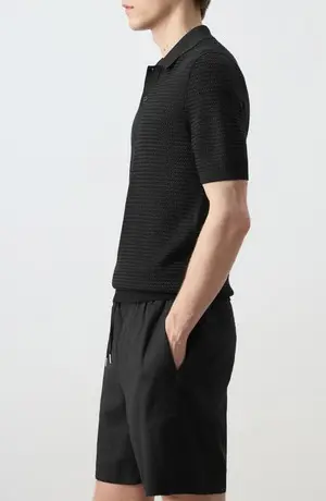 Mango Structured Polo Shirt - Black