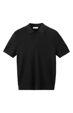 Mango Structured Polo Shirt - Black