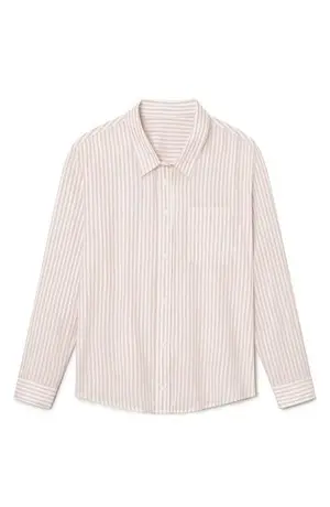 Tommy John Stripe Woven Button-up Sleep Shirt - Pink