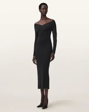 ALLSAINTS Delta Bodycon Jersey Midi Dress