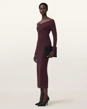 ALLSAINTS Delta Bodycon Jersey Midi Dress - Red