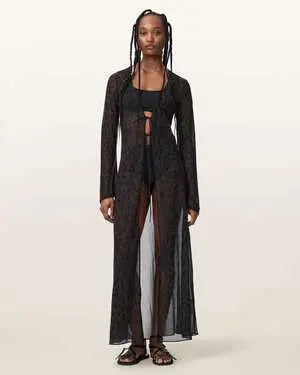 ALLSAINTS Zalia Animal Print Maxi Dress - Black