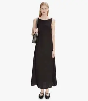 A.p.c. Flowing Satiny Maxi Dress With Spaghetti Straps