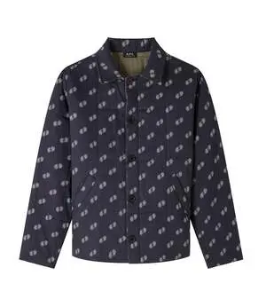 A.p.c. Quilted Logo Jacket - Navy Blue