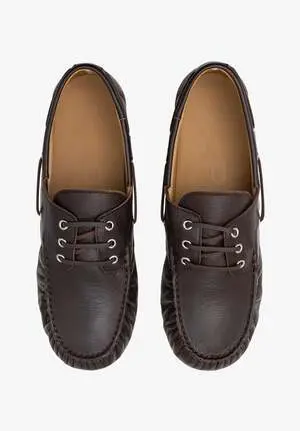 A.p.c. Leather Boat Shoes - Chestnut Brown