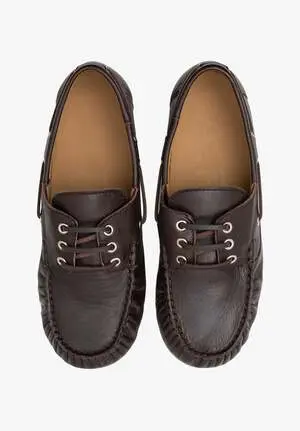 A.p.c. Leather Boat Shoes - Chestnut Brown