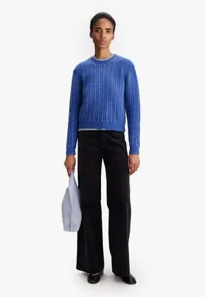 A.p.c. Cable-knit Crew Neck Sweater - Blue