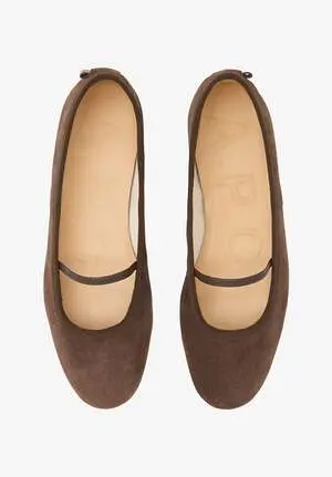 A.p.c. A.P.C. Split Leather Ballet Flats With Instep Strap Chestnut Brown