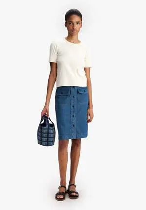 A.p.c. Faded Denim Skirt With Pockets - Blue
