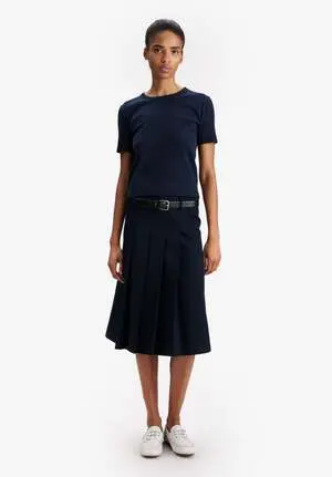 A.p.c. Pleated Midi Skirt - Navy Blue