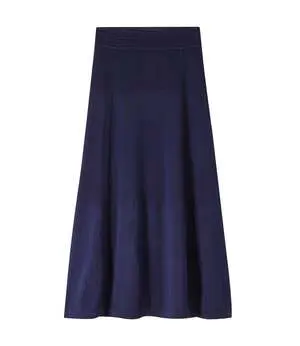 A.p.c. Flared Midi Skirt In Ecovero Viscose - Navy Blue