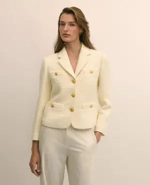 Brooks Brothers Boucle Notch-lapel Jacket - Ivory