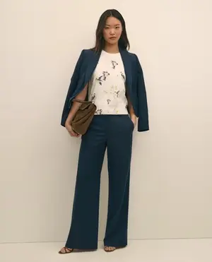 Brooks Brothers Wool Blend Hopsack Wide-leg Pants