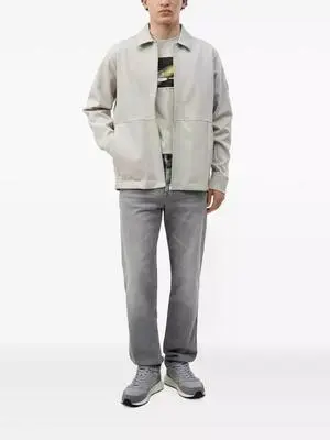 BOSS Zip-up Long-sleeve Shirt - Neutrals