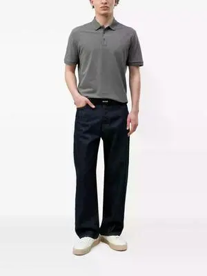 Hugo Logo-print Piqué Polo Shirt - Grey