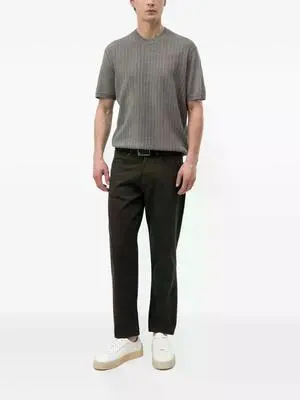 BOSS Ribbed Knit Short-sleeve Sweater - Grey