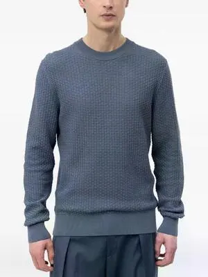 BOSS Basket-weave Crew Neck Sweater - Blue