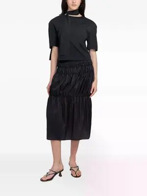 AMOMENTO Padded Tie-neck T-shirt - Black