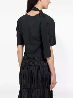 AMOMENTO Padded Tie-neck T-shirt