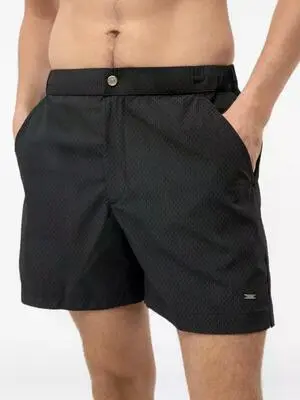 BOSS Monogram Print Swim Shorts - Black