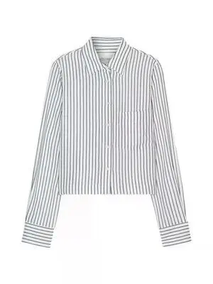 Closed Striped Crop Shirt - Neutrals