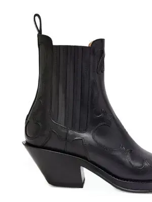 Gabriela Hearst Cassidy Embroidered Leather Cowboy Boots - Black